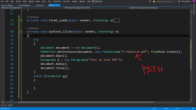 Generate PDF File at Runtime in Windows Forms Application
